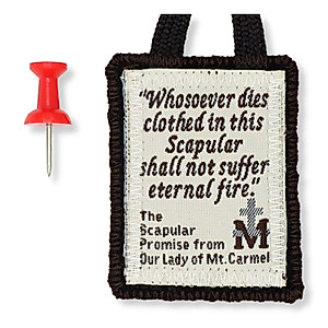 Pack of 2 - Scapulars Catholic Necklace (Traditional Brown Wool, Double Stitched) Our Lady Of Mount Carmel and Saint Simon Stock - Made in the USA