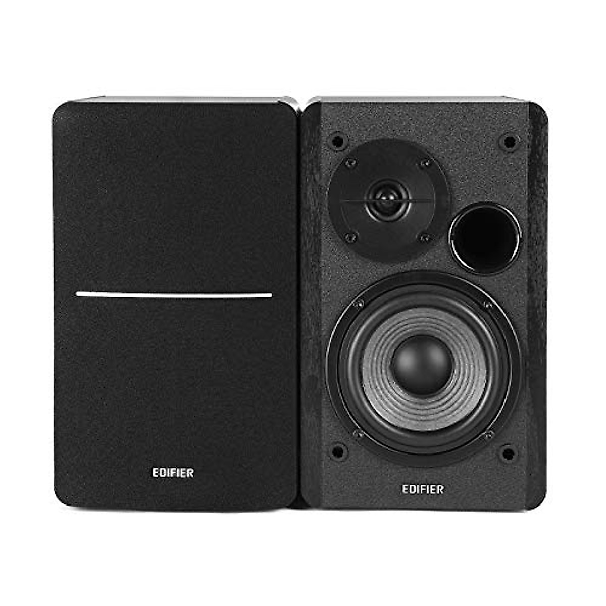 Edifier R1280DB Powered Bluetooth Bookshelf Speakers - Optical Input - Wireless Studio Monitors - 4 Inch Near Field Speaker - 42W RMS - Wood Grain (Black)