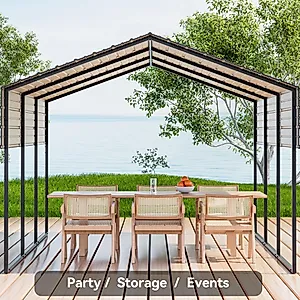 Metal Carport 10'x15'x8.5' Ft Heavy Duty Grey Galvanized Steel Roof Multi-Use Shelter Canopy with Metal Frame, Prefab Carport Garage for Cars, Boats, and Tractors