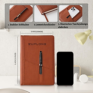 EUPLONG Lined Journal Notebook,200 Pages A5 Hardcover Leather Journals with Cell Phone Strap for Writing,Travel,Business,Work&School,Notebooks for Note Taking,Diary Notepad 5.7×8.3…