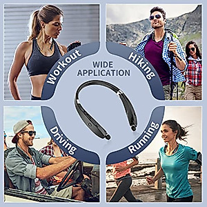 Bluetooth Headset, 2023 Upgraded Foldable Bluetooth Headphones with Retractable Earbuds, Noise Cancelling Stereo Earphones with Mic, Wireless Neckband Headphones for Sports Workout Gym with Carry Case