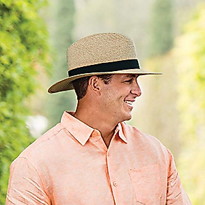 Wallaroo Hat Company Men’s Palm Beach Fedora – UPF 50+ Sun Protection, Packable Design and Adjustable Sizing – Stylish Sun-Smart Hat for Everyday Adventures and Travel (Medium/Large, Beige)
