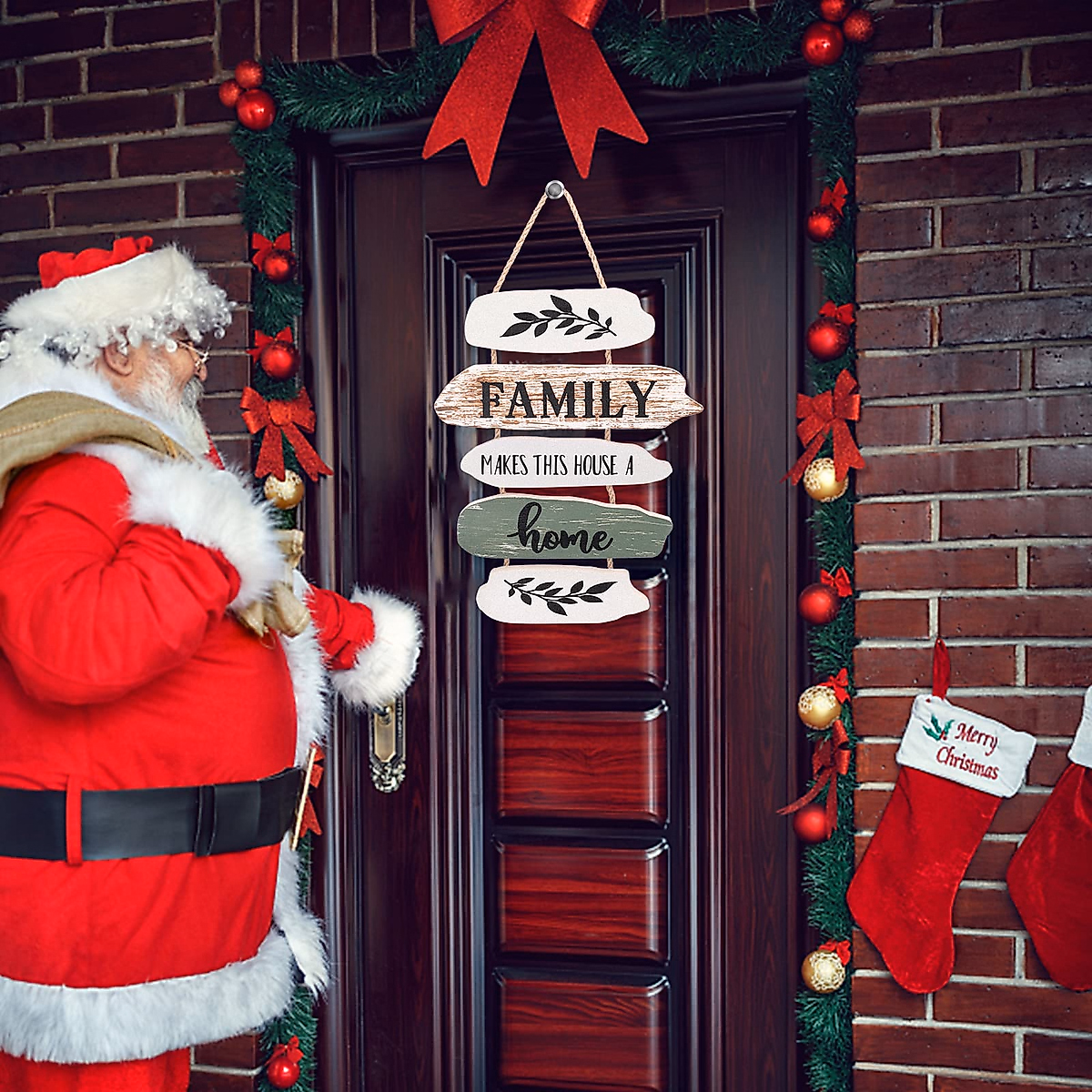 Wall Art for Living Room, 5 pieces Wooden Family Signs for Home Decor, Farmhouse Wall Signs, Rustic Porch Home Sign Housewarming Gifts Hanging Decor