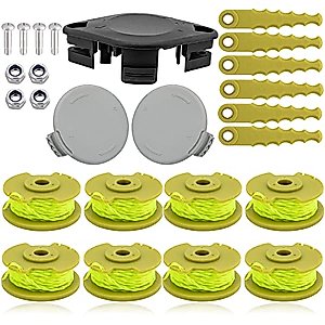 BOOTOP PIN ACFHRL2 Bladed Trimmer Head with AC80RL3 Replacement Spool, AC14HCA Spool Cap Compatible with Ryobi 18V 24V 40V String Trimmer Weed Eater Parts (23 Pack)