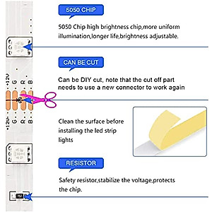 Toocking LED Strip 5 m RGB - LED Strip with Remote Control, LED Strips, Self-Adhesive with 16 Colour Changing, 4 Modes for Home, Cupboard Decoration, Party, Bedroom, TV
