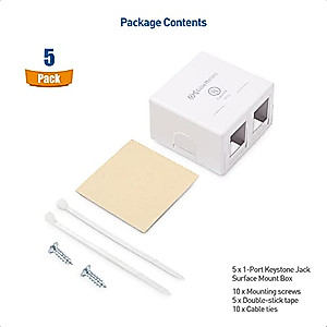 Cable Matters UL Listed 5-Pack 2-Port Keystone Jack Surface Mount Box in White