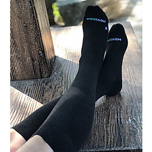 HOYISOX Big and Tall Compression Socks 20-30 mmHg, Comfortable Knee High Socks for Men and Women (as1, alpha, 4x_l, regular, regular, Black)