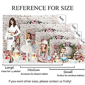 Mocsicka Christmas Photography Backdrop Xmas Candyland White Brick Wall Background Christmas Candy Canes Xmas Wreath Background for Kids Photo Booth Props (7x5ft (82x60 inch))