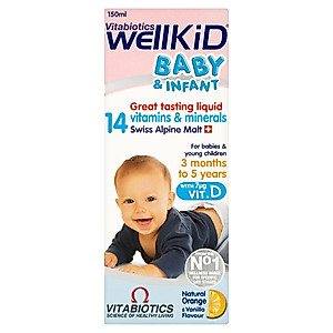 4 Units (Bulk Pack) Vitabiotics WellKid Baby & Infant Natural Orange & Vanilla Flavour 150ml
