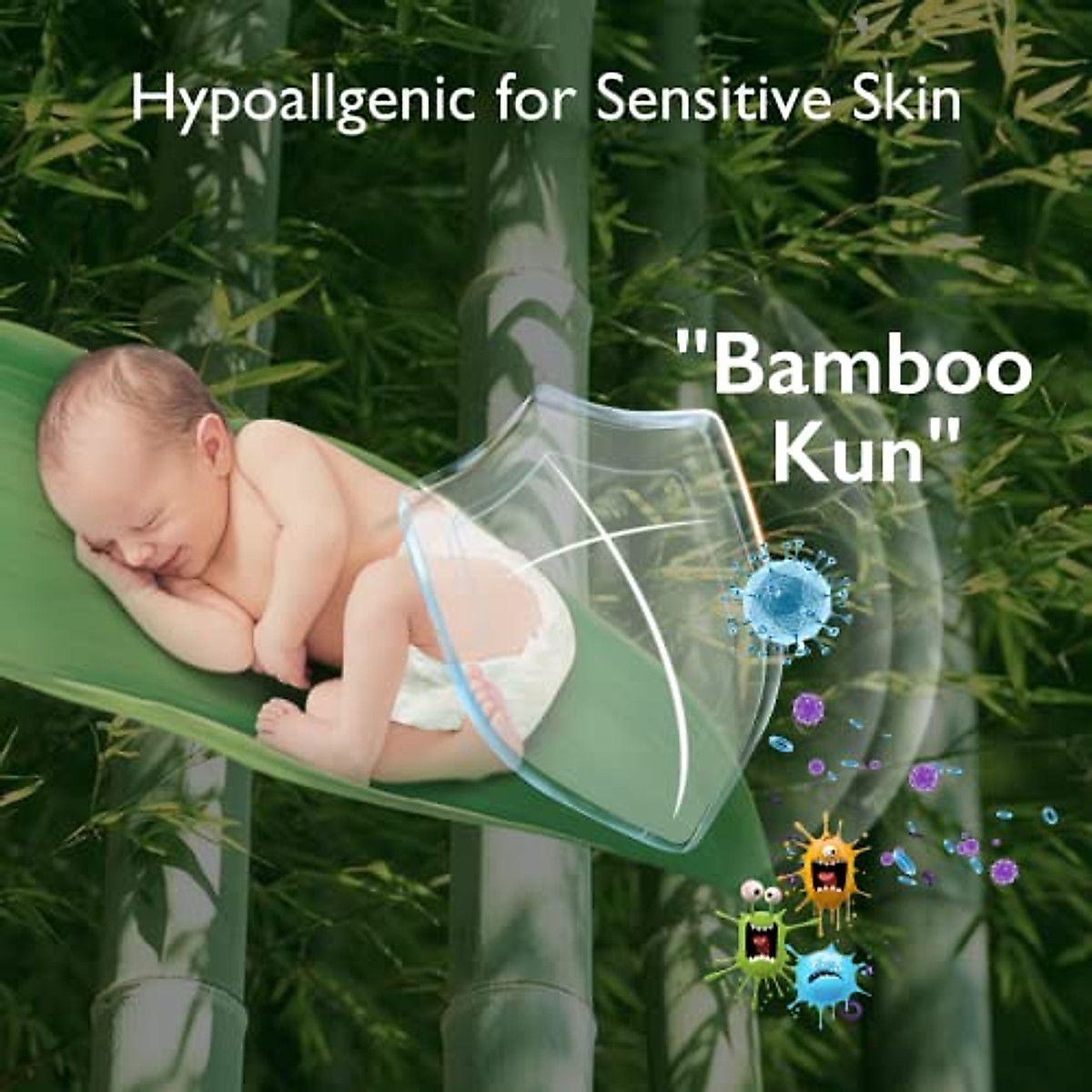 Momcozy Newborn Diapers, Natural Bamboo Diapers Hypoallergenic for Sensitive Skin, 12 Hours Dry by Breathable liner and Absorbent Core with Leak-proof 3D Legcuffs, Disposable Diapers Size 1 (80 Count)