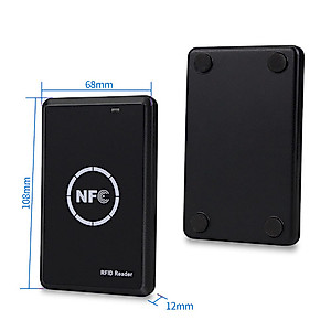 TO BE SECOND JASAG 13.56MHz IC Card Copier NFC Reader 125KHz RFID Reader Writer Duplicator Smart Card Programmer with IC Encrypted ID Composite Buckle Writable Key Fob Cards black NS106+3+3
