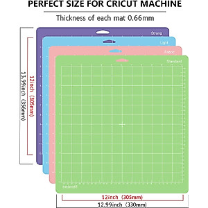 Gwybkq Cutting Mats 12x12 for Cricut Explore One/Air/Air 2/Maker 3/Maker 4 Pack Adhesive Sticky Non-Slip Durable Mat Replacement Accessories (Standard,Light,Strong,Fabric) for Supply, Scrapbock