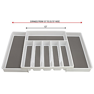 Sorbus Flatware Drawer Organizer, Expandable Cutlery Drawer Trays for Silverware, Serving Utensils, Multi-Purpose Storage for Kitchen, Office, Bathroom Supplies (Cutlery Drawer Organizer - White)