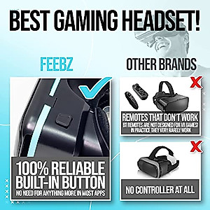 VR Headset for Android Phone - with Built-in Action Button | Virtual Reality Goggles for 4.7”-6.5” Cellphone - Best Set Glasses | Gift for Kids and Adults for Experiencing VR - Light Blue