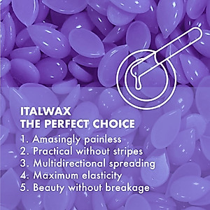 Italwax Top Line Orchid - 750g / 1.65lb - Hard wax beads for hair removal - Orchid fragrance - Synthetic formulation ideal for sensitive skins - Recommended for Bikini Area and Armpits