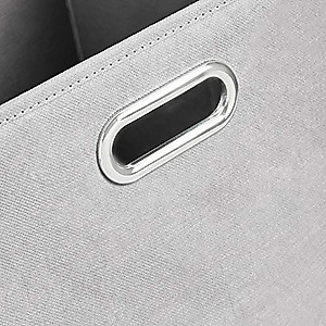 Amazon Basics Collapsible Fabric Storage Cubes with Oval Grommets - 6-Pack, Light Grey