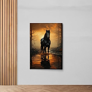 Majestic Black Stallion Galloping In The Clouds, Black Horse On Salt Flats, Canvas Print, Black Horse Print, Black Horse Wall Art, Wall Art, Home Decor