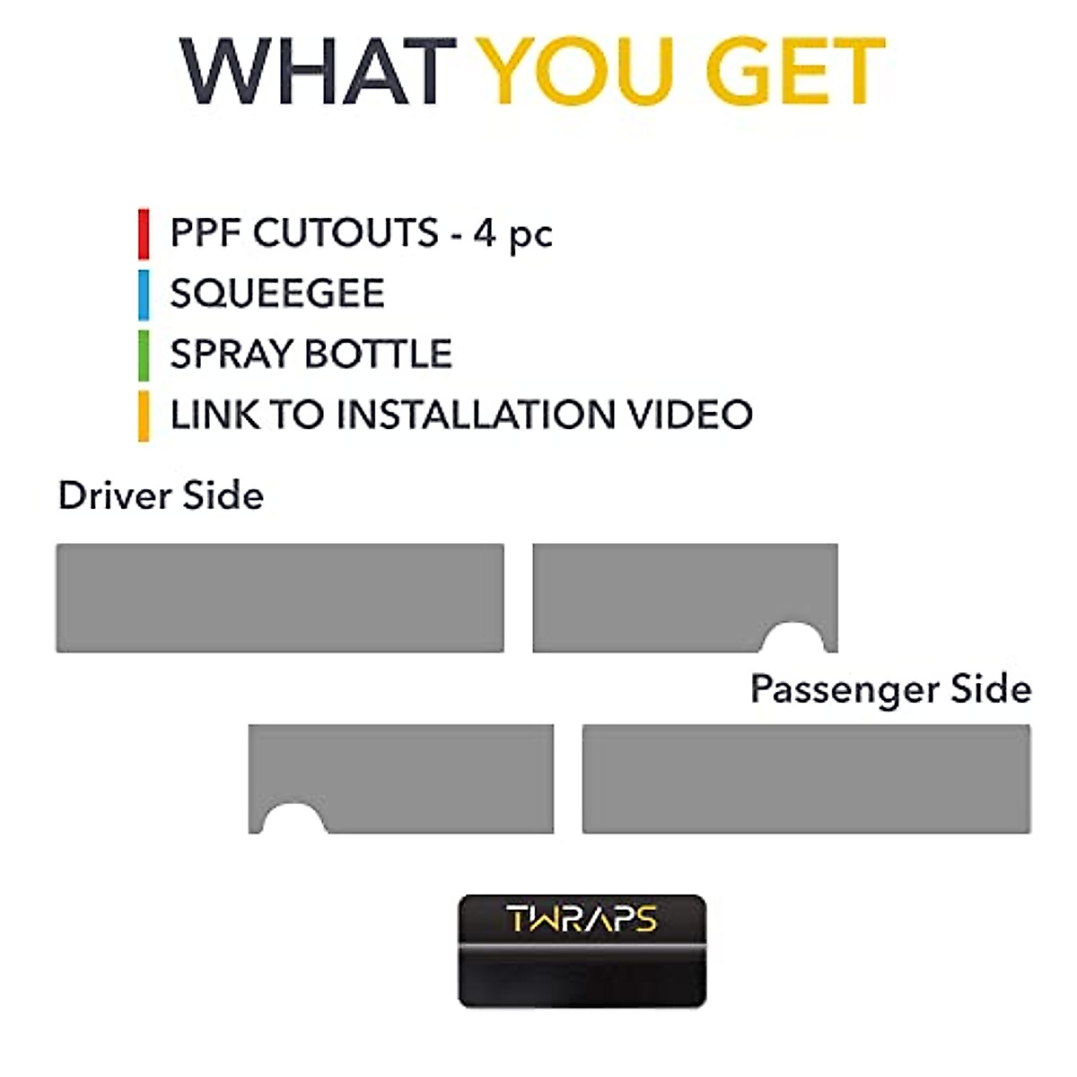 Door Entries PPF for Rivian R1T /8mil/ Custom Fit Anti Scratch Paint Protection Film Cover, Clear Self Healing Shield Guard, Complete with Install Kit