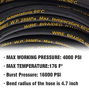Xiny Tool 50FT Pressure Washer Hose with 3/8" Quick Connect, 4000 PSI High Tensile Wire Braided Power Washer Hose for Cars, Swimming Pool, Floors