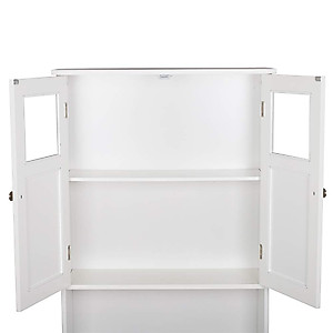 Volowoo Over The Toilet Storage Cabinet,Freestanding Toilet Rack Space Saving Storgae Cabinet with 2 Doors & Storage Shelf, Bathroom Cabinet Organizer Rack Over Toilet (White Grass)