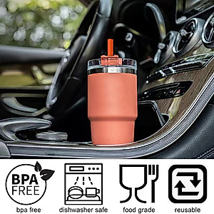 ALINK 12 Pack Color Replacement Straws for Stanley 40 oz 30 oz Tumbler, 12 in Long Reusable Plastic Straws for Stanley Cup Accessories, Half Gallon Jug, Plus 2 Brush