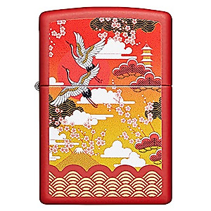 Zippo Kimono Design Red Matte Pocket Lighter