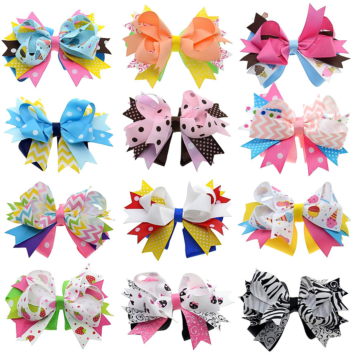 5 inch Stacked Hair Bows for Teen Adult Girls Boutique Hair Bow Clip for Pigtail