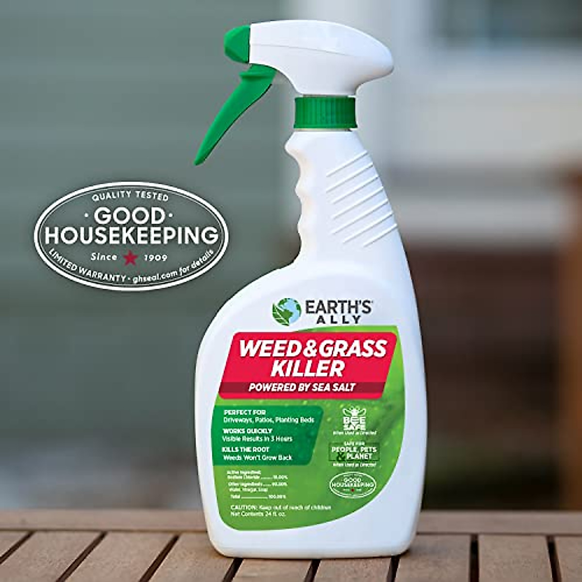 Earth's Ally Weed and Grass Killer | Safe, Pet-Friendly Natural Weed Control Spray for Patios, Driveways & Sidewalks, Ready-to-Use 24oz - Bee Safe, No Glyphosate Weed Killer