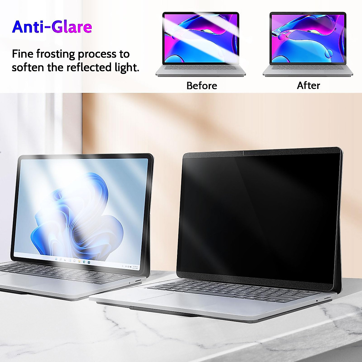 Peslv Magnetic Privacy Screen for Microsoft Surface Laptop Studio 2/1 14.4-Inch, Removable Anti Blue Light Glare Filter, Black Security Private Spy Block Protector