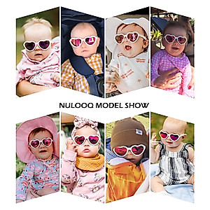 Flexible Heart Shaped Baby Polarized Sunglasses with Strap Adjustable Toddler & Infant Age 0-24 Months (White/Purple Mirrored + Pink/Pink Mirrored) - 2 Pack