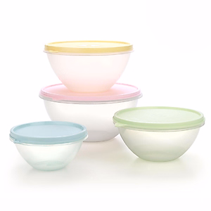 Food Storage Containers with Lids Set of 4 - 60oz, 40oz, 27oz, 13oz Meal Prep Containers Reusable Plastic – Food Safe Round Nesting Bowls with Airtight Leakproof Lids – Freezer and Dishwasher Safe