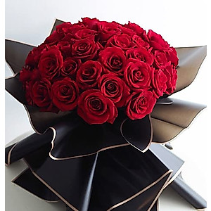 Rikyo 20pcs/10 Color Gold Edge Flower Gift Wrapping Paper,Waterproof No Fade Translucent Flower Shop Paper,DIY Wrapping For Valentine's Day Wedding Flower Bouquet Clothing Shirt Shoes 22.8x 22.8