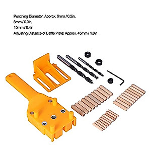Handheld Dowel Jig Kit Hole Punch with Metal Ring Aperture Quick Wood Doweling Jigs ABS for Woodworkers Orange