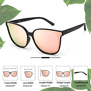 LVIOE Oversized Polarized Sunglasses for Women Trendy Large Cat Eye UV Protection Shade LS1627s