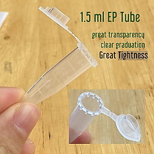 LAMPPE 4 Size 0.2ml 0.5ml 1.5ml 2ml Microcentrifuge Tube Graduated Holder Vial Tiny Container with Snap Cap, Clear EP Tube for Tiny Seeds Scre Storage Sample Tube (100 in Total)