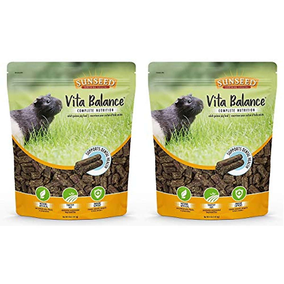 Sunseed 2 Pack of Vita Balance Adult Guinea Pig Food, 4 Pounds Each, All-Natural Pellets