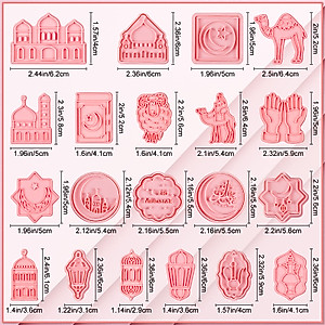 Eid Mubarak Cookie Cutters Ramadan Cookie Stamp Islamic Muslim Biscuit Mold Star Lantern Moon 3D Cookie Stamper DIY Biscuit Press Stamp Molds for Baking Fondant Supplies (Stylish Style,20 Pieces)
