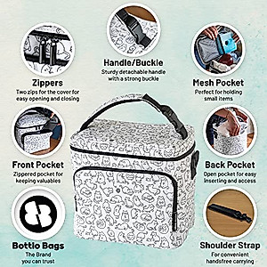 Insulated Breastmilk Cooler Bag With 3 Pockets - Waterproof Baby Bottle Cooler Bag Can Hold 6 Large 9 Ounce Bottles - The Perfect Tote Bottle Bag For Daycare, Nursing Moms, Travel - Feline Friends
