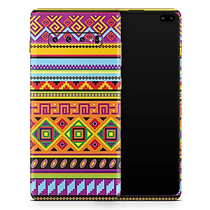 DesignSkinz Vector Gold & Purple Aztec Pattern V32 Protective Vinyl Decal Wrap Skin Cover Compatible with The Samsung Galaxy S20 (Screen Trim & Back Glass Skin)