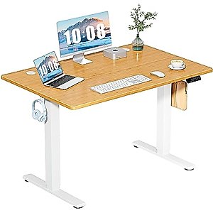 Standing Desk, Electric Standing Desk Adjustable Height, Ergonomic Adjustable Desk with Memory Preset, Computer Desk Stand Up Desk with T-Shaped Bracket Suitable for Home Office, 48 * 24-Natural