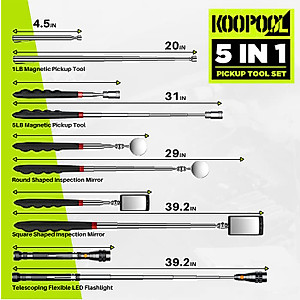 Telescoping Magnetic Pickup Tool Set-Extendable Magnet Flashlight with Inspection Mirror, Birthday Gifts for Men or Women,Boyfriend Him Husband, Dad Father, Handyman Mechanic,Truck Driver