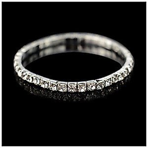 QIAN0813 Luxury Multilayer Shining Crystal Stretch Wide Bracelets for Women Elastic Force Tennis Bracelet (1 Row)