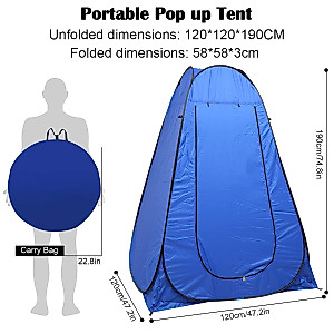 Petgin Pop Up Tent Upgrade Privacy Shower Tent Portable Outdoor Sun Shelter for Toilet Camping Biking Beach-Blue