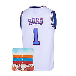 TUEIKGU Mens #1 Bugs Basketball Jersey Movie Couples Halloween Costume with Wristband (White, XX-Large)