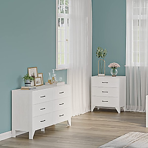 Panana 2/3/4 Drawer Dresser, Chest of Drawers Wooden Storage Dresser Cabinet Bedroom Furniture (White, 3 Drawer)