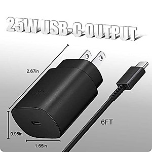 25W Fast Charge Type C Samsung Super Fast Charging 2 Pack with 6FT Android Type C Phone Charger Cable for Samsung Galaxy S21 Ultra/S20 Ultra/Note 20/Note 10/Z Fold 3/s10+/s10e/s9/s9 Plus/s8/s8 Plus