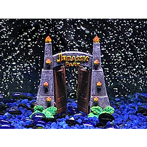 Penn-Plax Jurassic Park Officially Licensed Aquarium Decoration – Park Gate – Safe for Freshwater and Saltwater Fish Tanks – Small