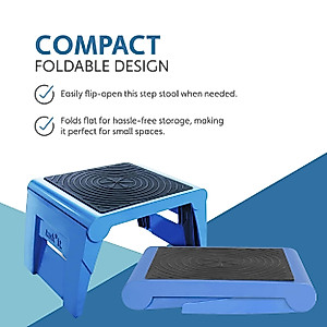 Cramer Folding Step Stool, 1-Step, 250 lb Capacity, 14w x 11.25d x 9.75h, Blue