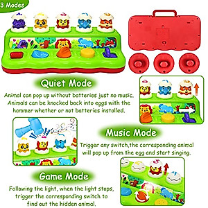 Cieyan Interactive Pop Up Animals Toy with Music and Light, Animal Sound, Hammer, Baby Toys 12-18 Months 9+ Months, Cause and Effect Toys for 1 Year Old Boy Girl Toddler Toys Age 1-2 Baby Musical Toys