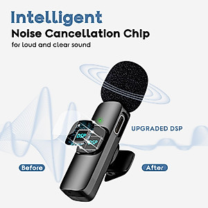 USB C Mini Wireless Lavalier Microphone for iPhone 15 16, iOS and Android Devices - Noise Reduction Lapel Mic for Recording, Clip on Mic, Omni Lav Mic for Video Recording, Tiktok, Youtube, Vlog